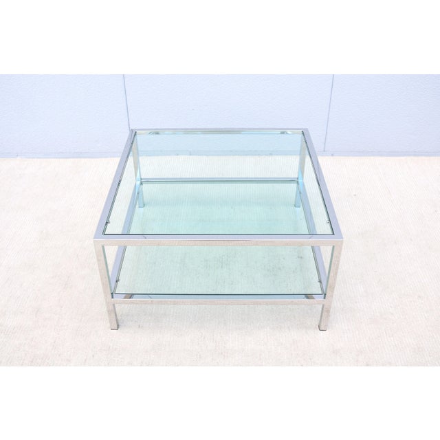 Mid-Century Modernism Milo Baughman Style Glass Square Coffee Table ...