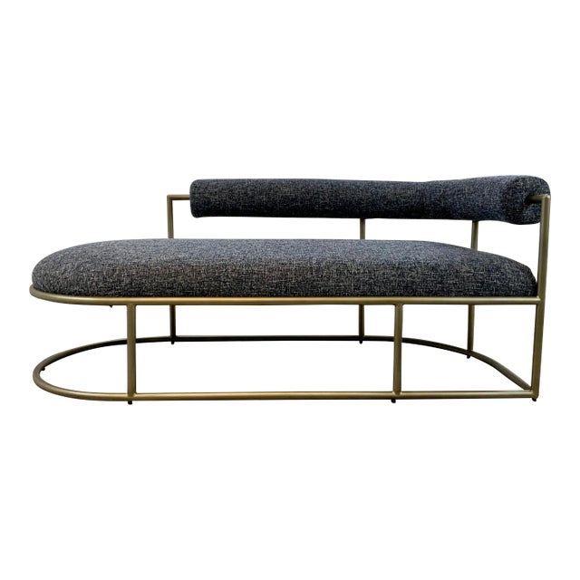 Modern Navy Blue and White Chaise Lounge | Chairish