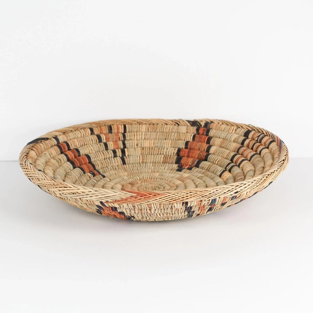 Late 20th Century Large Vintage Moroccan Hand Woven Palm Bread Basket ...