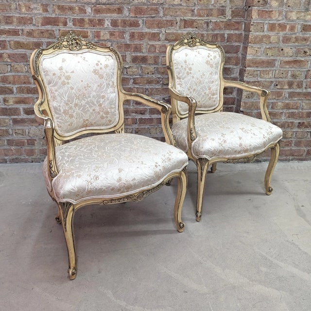 Mid 20th Century French Rococo Louis XV Fauteuil Arm Chairs - Set of 2 ...