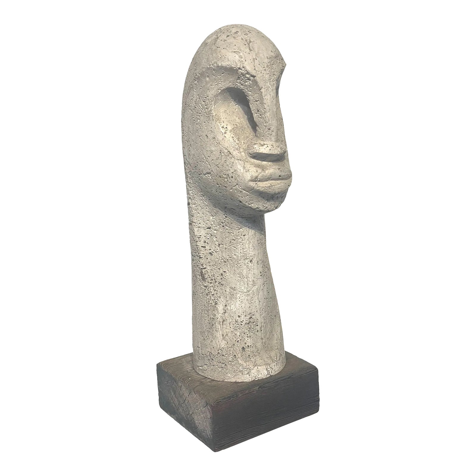 Vintage Primitive Carved Pacific Island Head Sculpture | Chairish