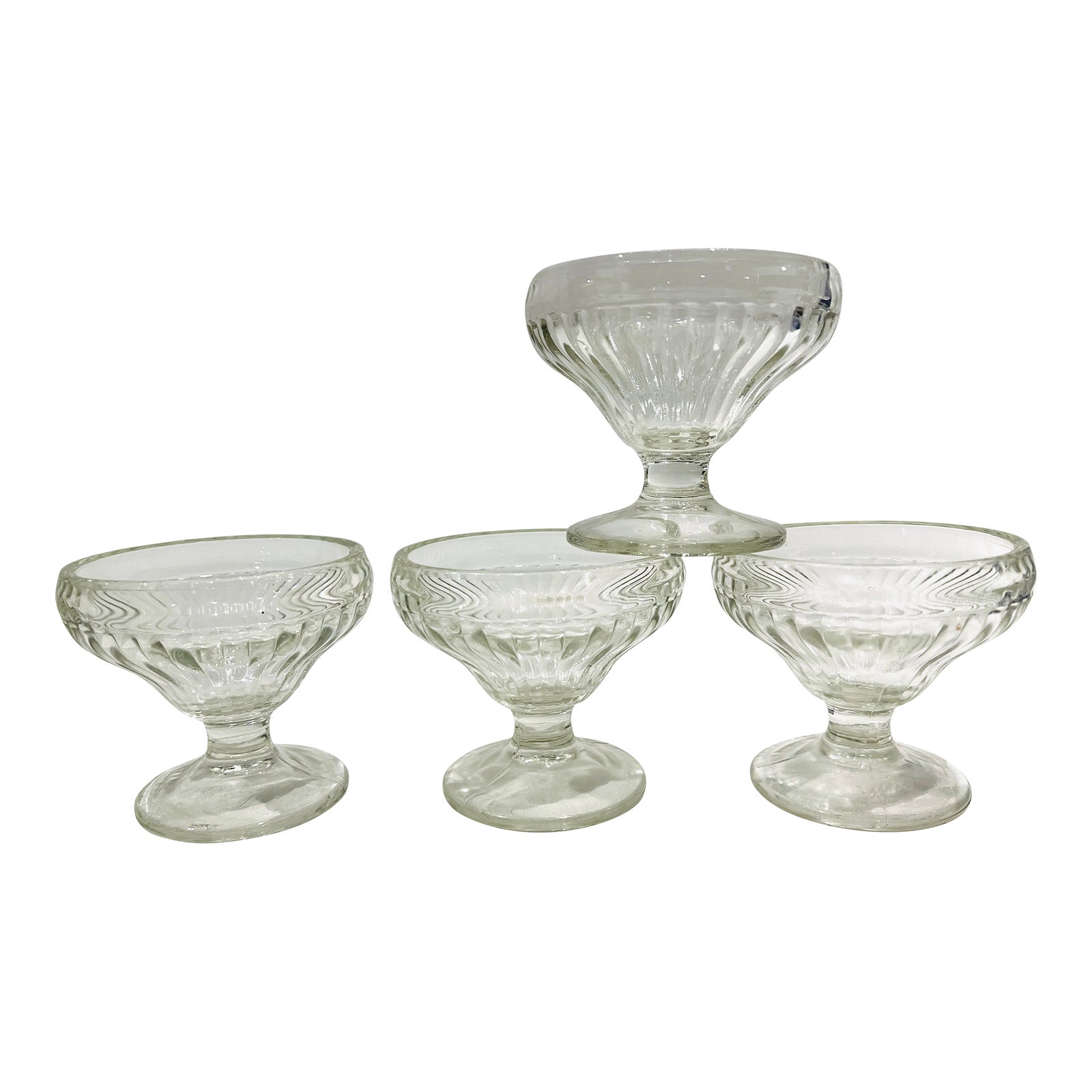 Vintage Jeannette Glass Ribbed Sherbet Cups Set of 4 Tapas | Chairish