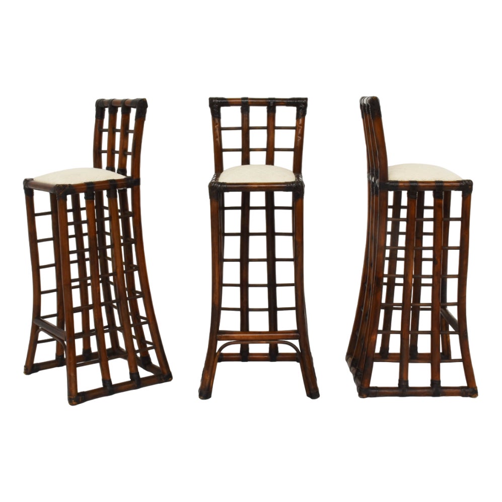 Italian Mod. Brasilia Bar Stools in Malacca by Tobia & Afra Scarpa for ...