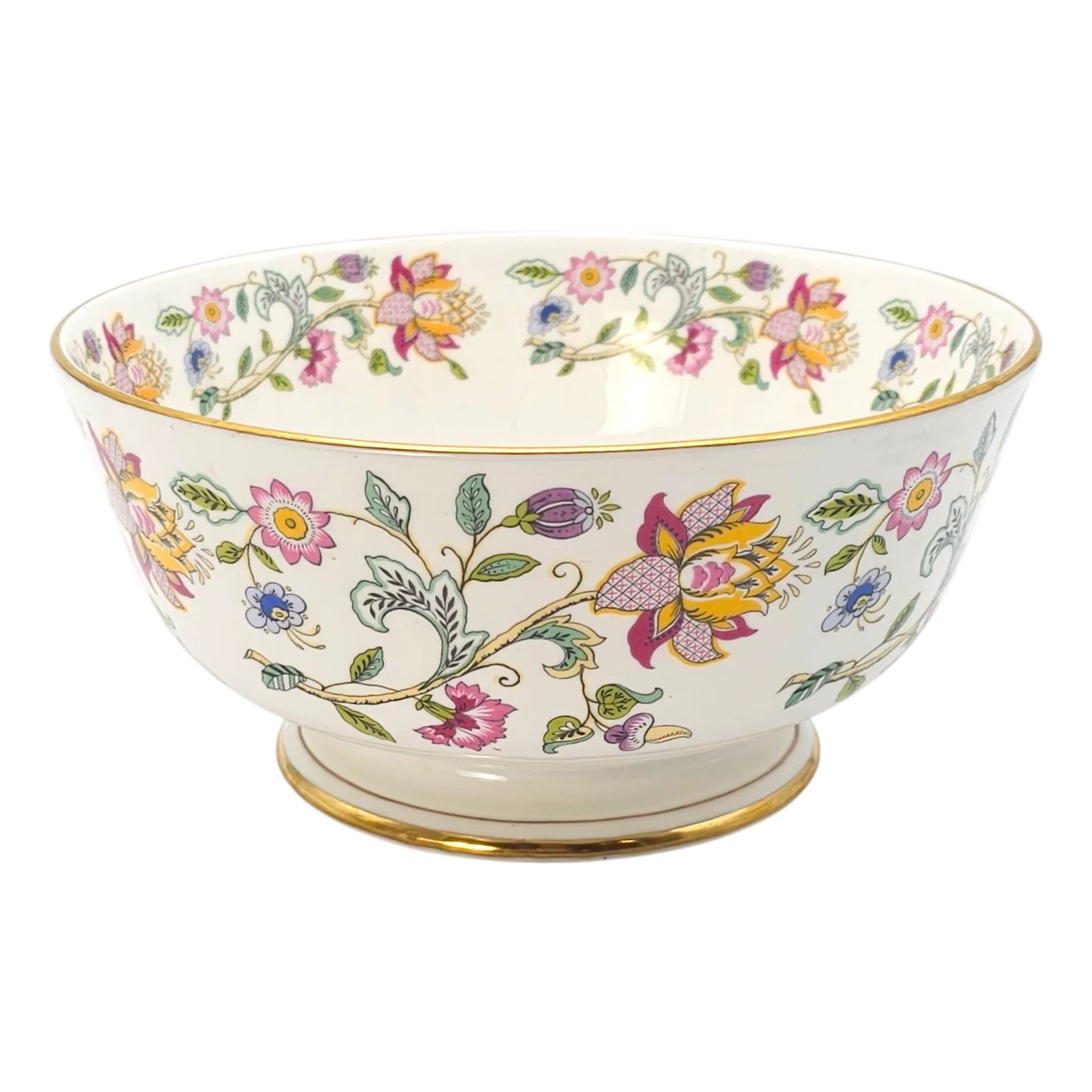 Minton Haddon Hall Bone China Bowl With Floral Motif and Gold Rim ...
