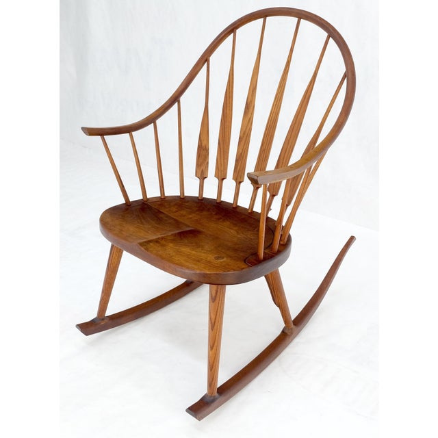 Very Fine Artist Signed Studio Made Solid Chestnut Rocking Chair Peg ...