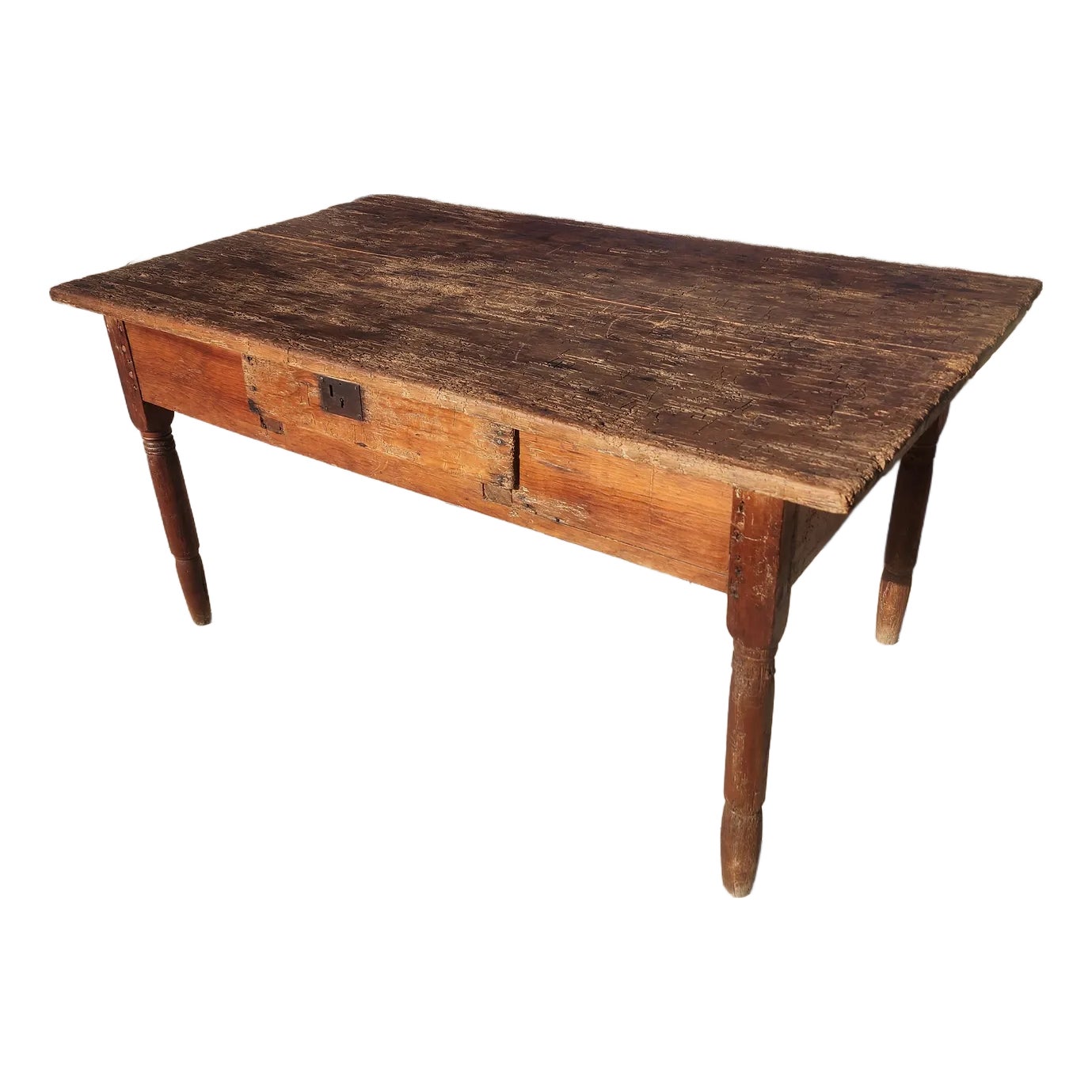 Rustic Old World Patina Table Desk | Chairish
