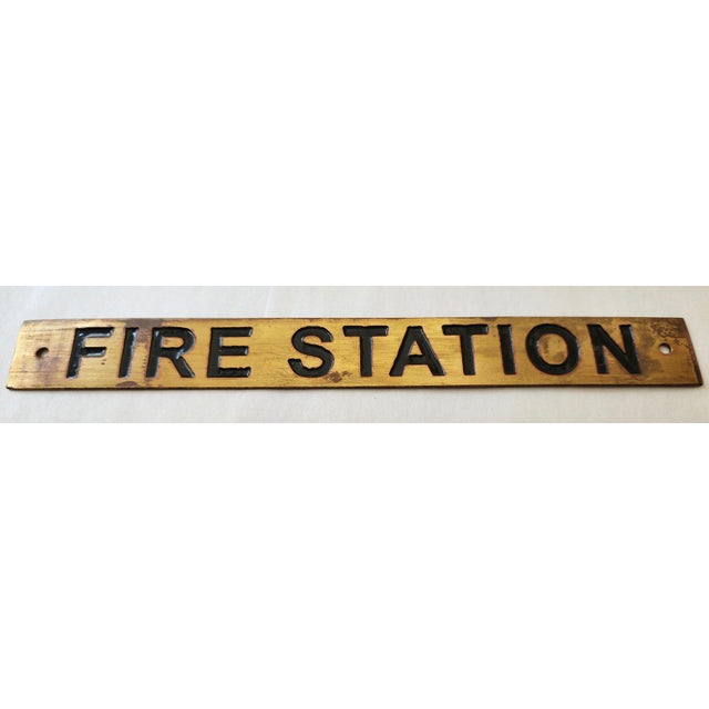 1950s Vintage Brass "Fire Station" Sign / Plaque | Chairish