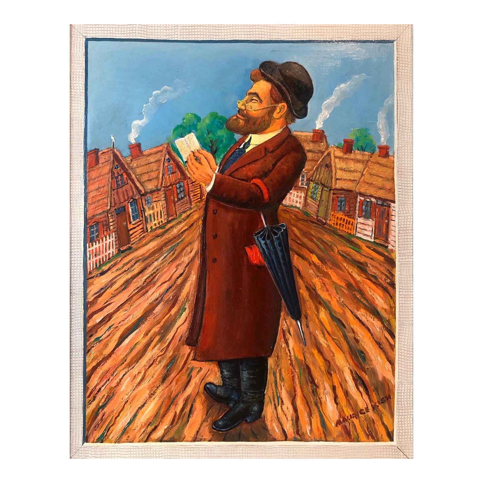 Maurice KishWhimsical Judaica Shtetl Shadchan Matchmaker Oil Painting ...