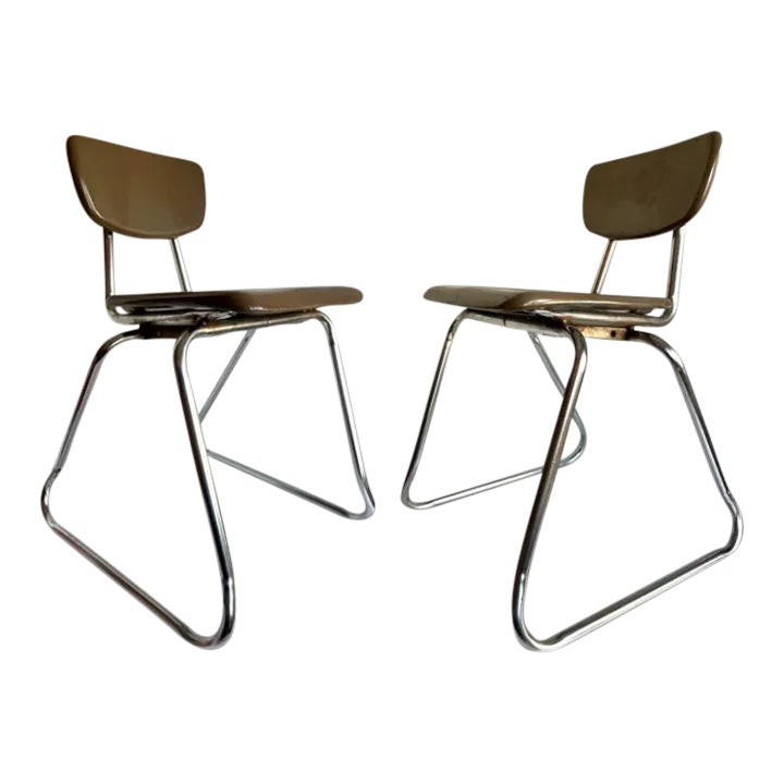 Pair of Mid-Century Kids Virco Chrome School Chairs | Chairish