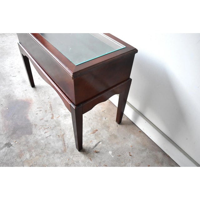 Vintage Display Dark Wood Side Table | Chairish