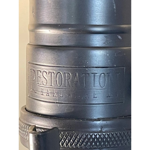 2000s Black Metal Candlestick Desk Lamp With Shade From Restoration ...