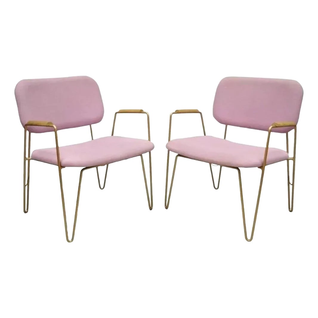 Alessandra Delgado "Bruna" Minimalist Purple Gold Hairpin Lounge Chairs ...
