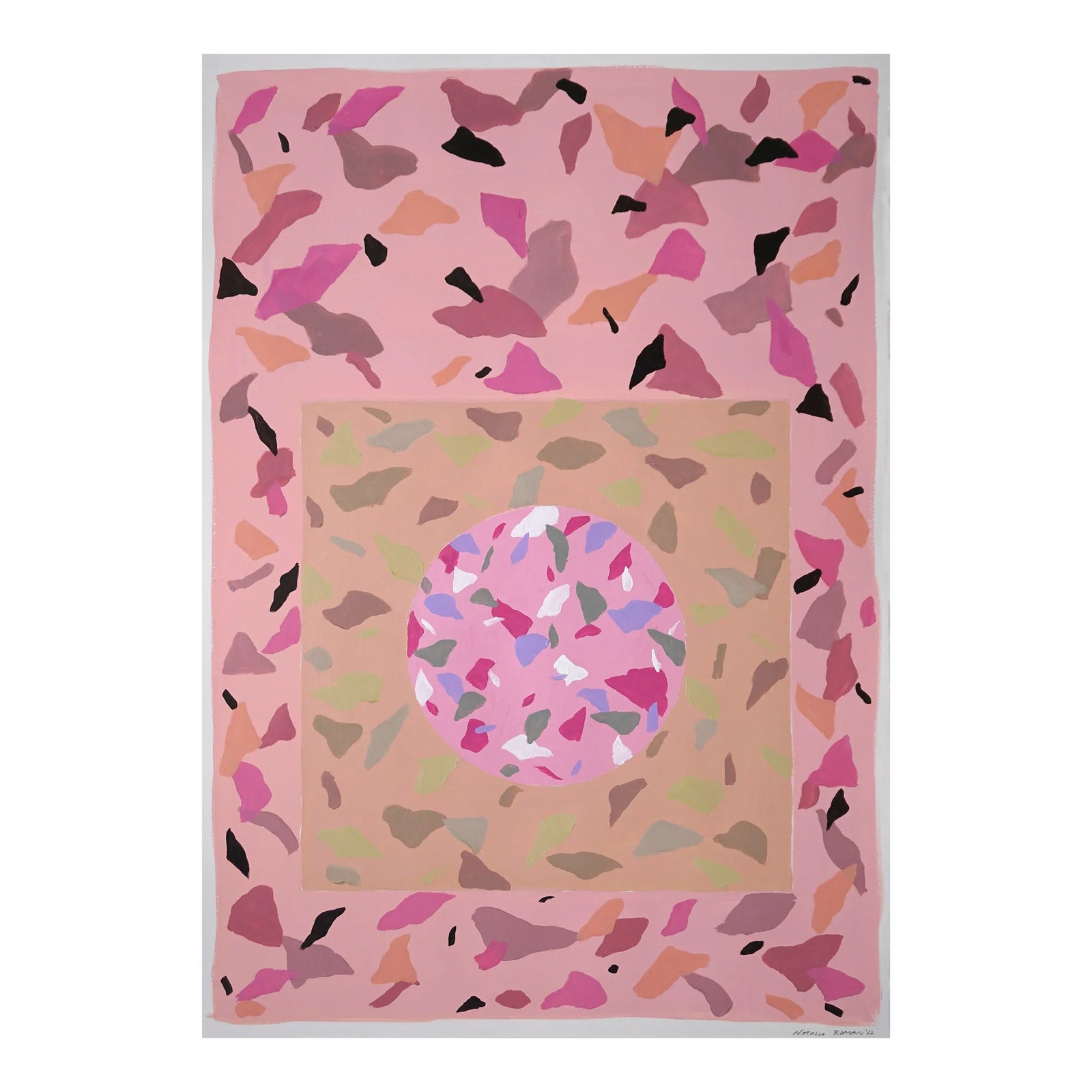 2022 "Pastel Pink Shapes" Abstract Acrylic Painting by Natalia Roman ...