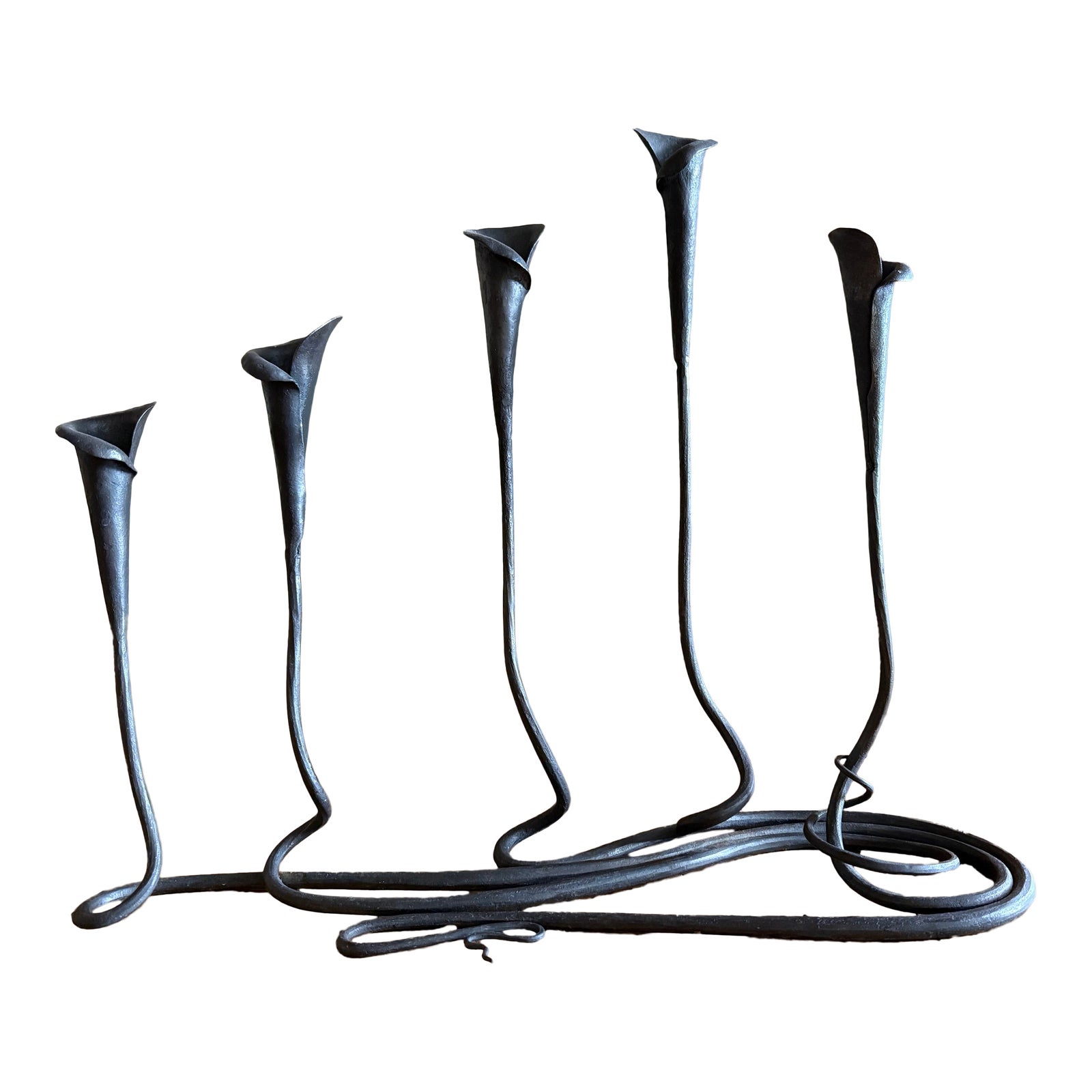 1980s Wrought Iron Lily Form Candelabra | Chairish