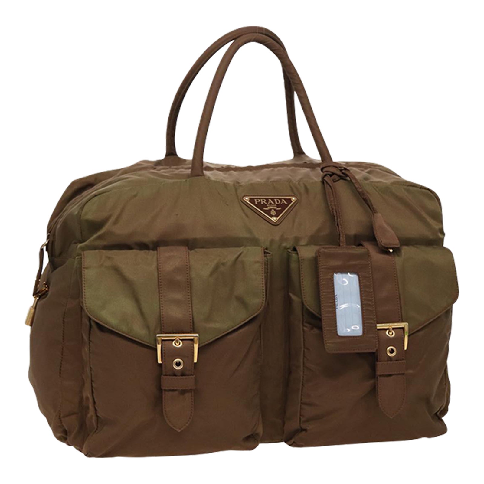Prada Boston Bag Nylon Khaki Auth Bs15830 | Chairish