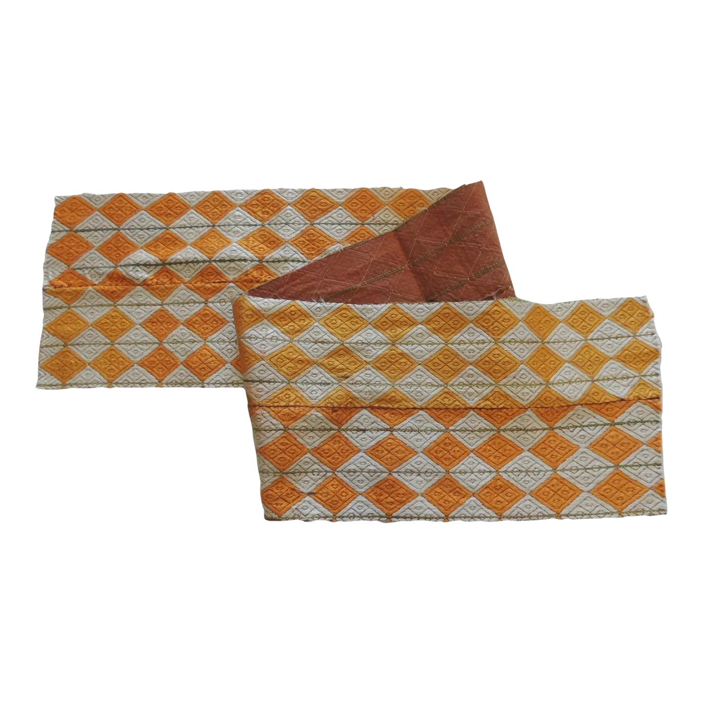Vintage Yellow Embroidered "Phulkari" Indian Textile Sash | Chairish