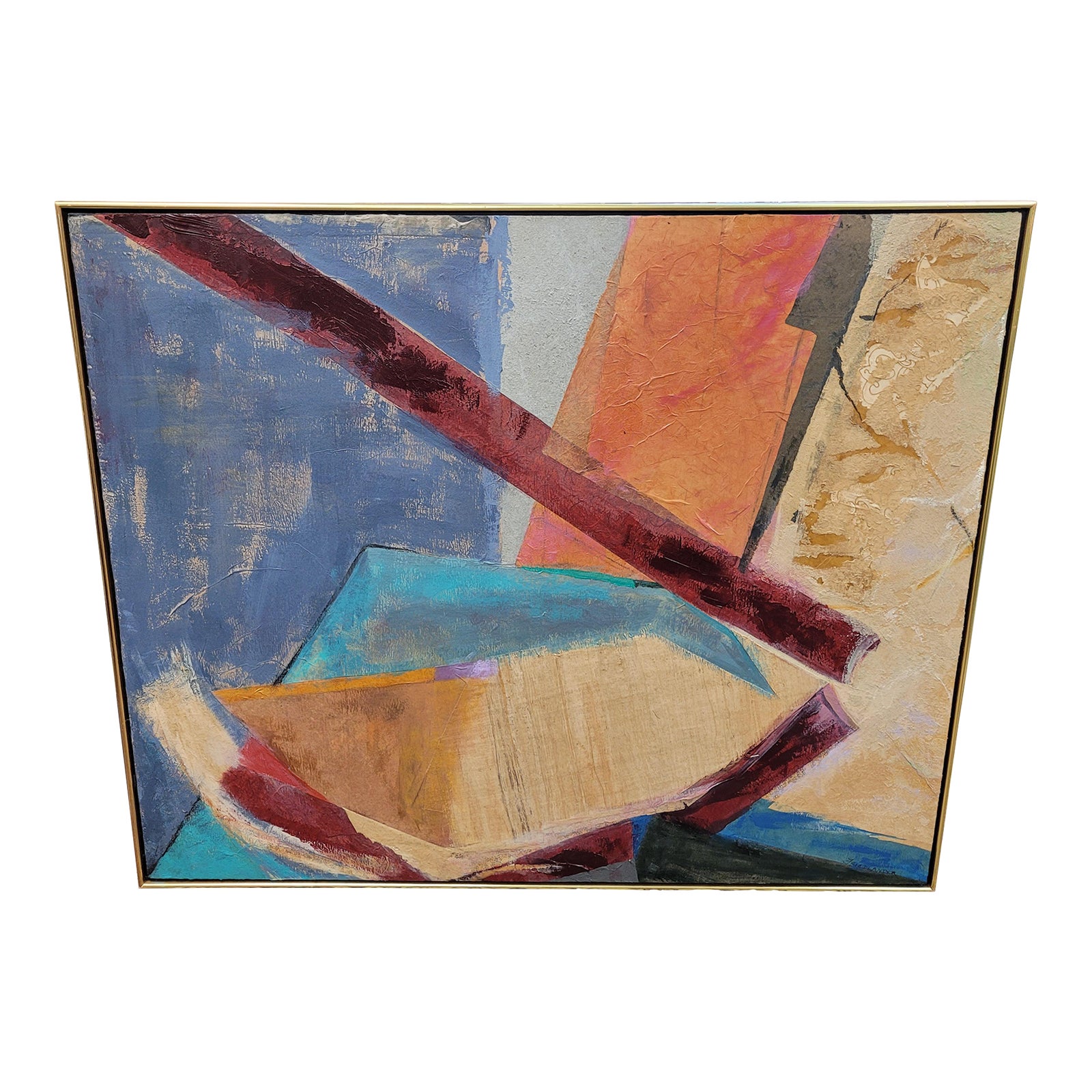1970s Large Mid-Century Modern Original Painting by Nancy Friedlander ...