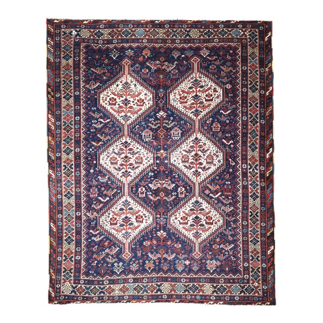 Early 20th Century Antique Persian Shiraz Rug With Diamond Medallions ...