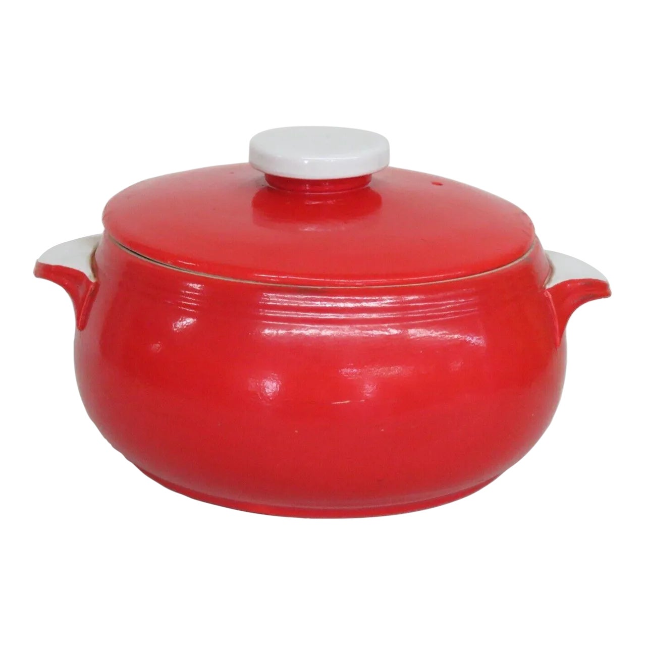 Halls Mid Century Modern Vintage Porcelain Red Casserole Pot With Lid ...