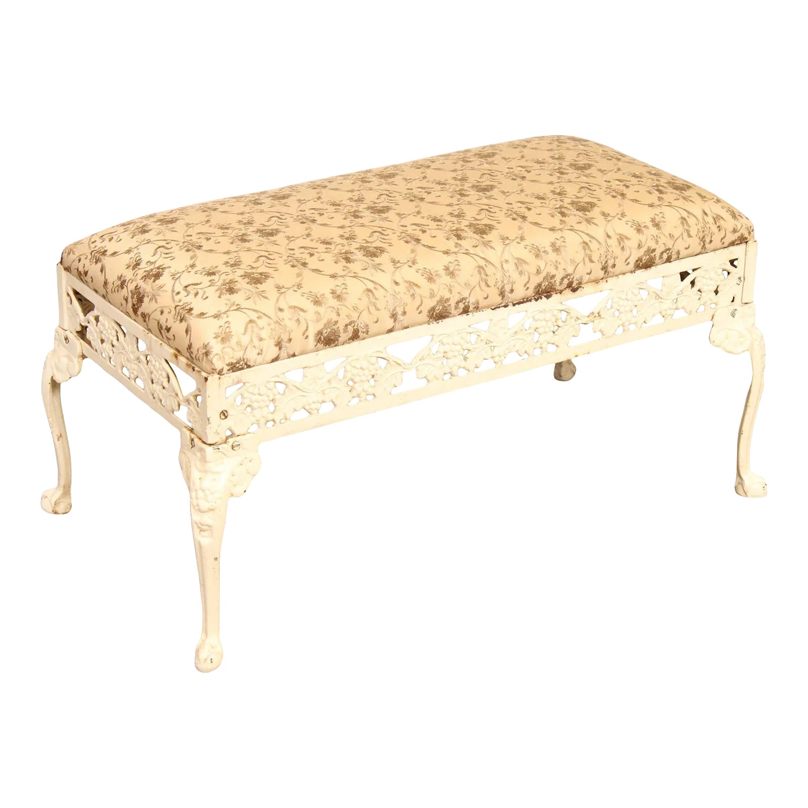 Early 20th Century English Style Painted and Upholstered Cast Iron ...