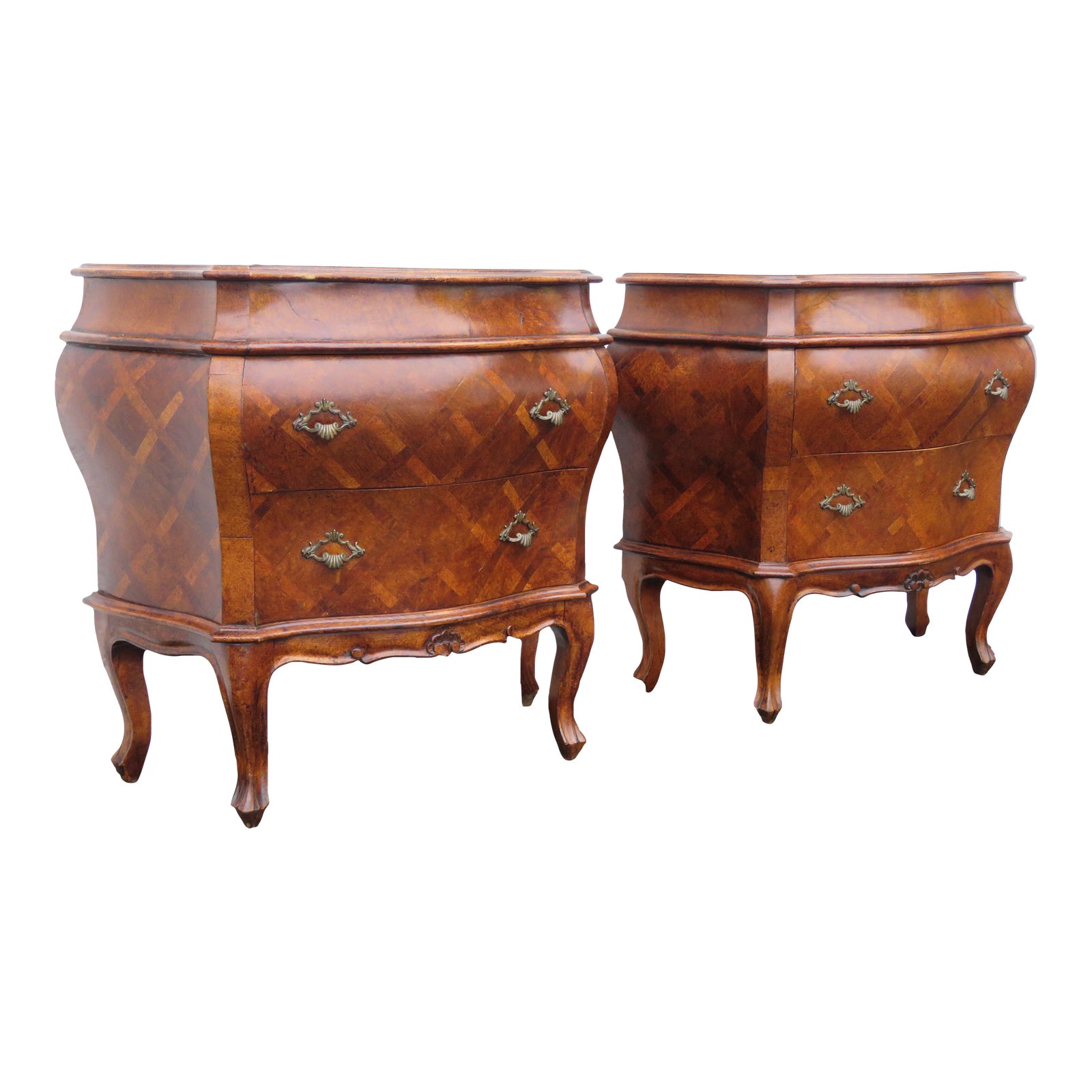 Bombay Inlay Parquet Nightstands Side End Tables Commodes Italy a Pair ...