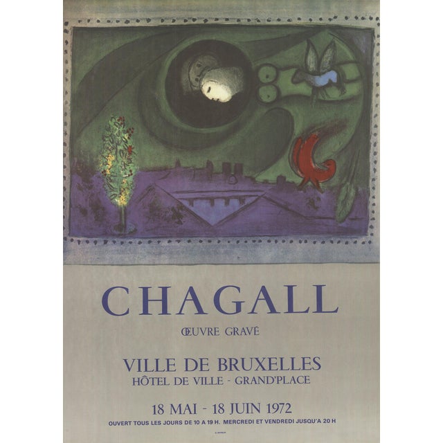 1972 Marc Chagall 'Ville De Bruxelles' Modernism Green,Purple Offset ...