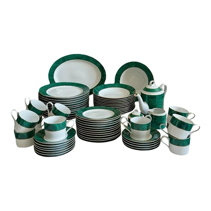 Vintage Horchow Malachite Dinnerware & Serving Pieces, Service for 12 ...