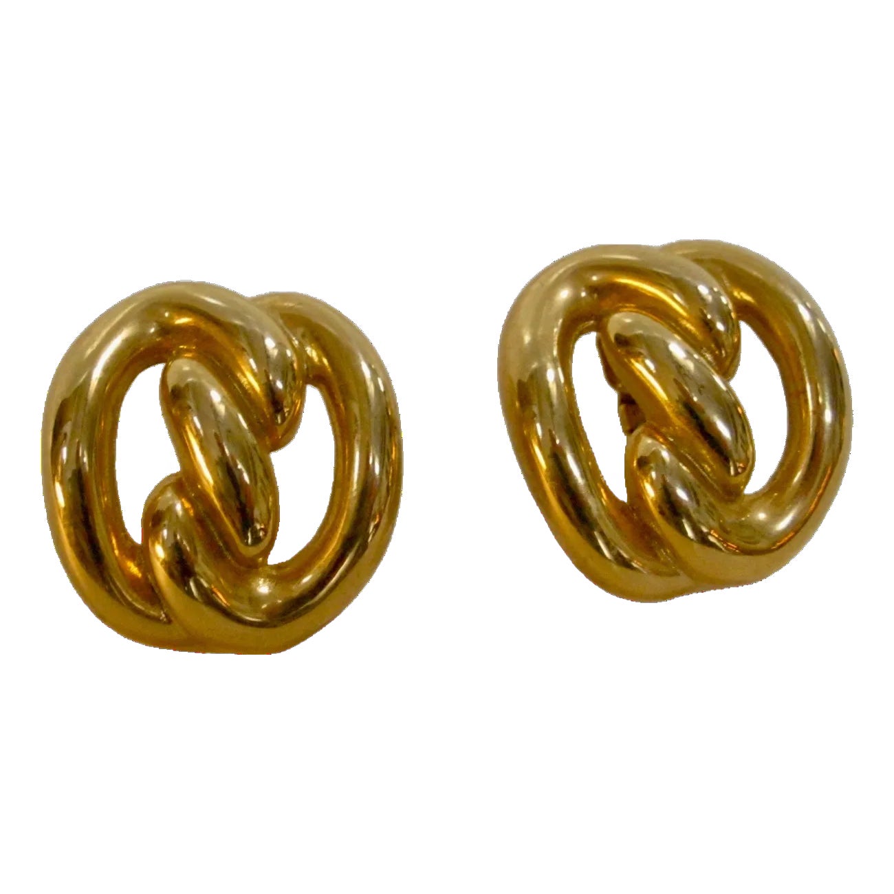 Givenchy 1980s Gold Plated Modernist French Pierced Post Earrings, 2 Pieces | Chairish