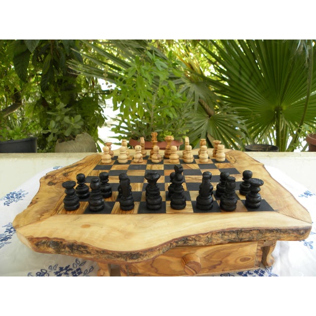 Handcarved Natural Olive Wood Chess Set Board Game With Rustic Finsh ...