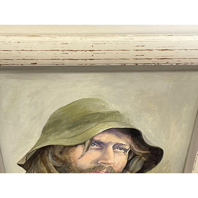 Mid 20th Century Portrait Oil Painting Cornish Fisherman Smoking Pipe ...