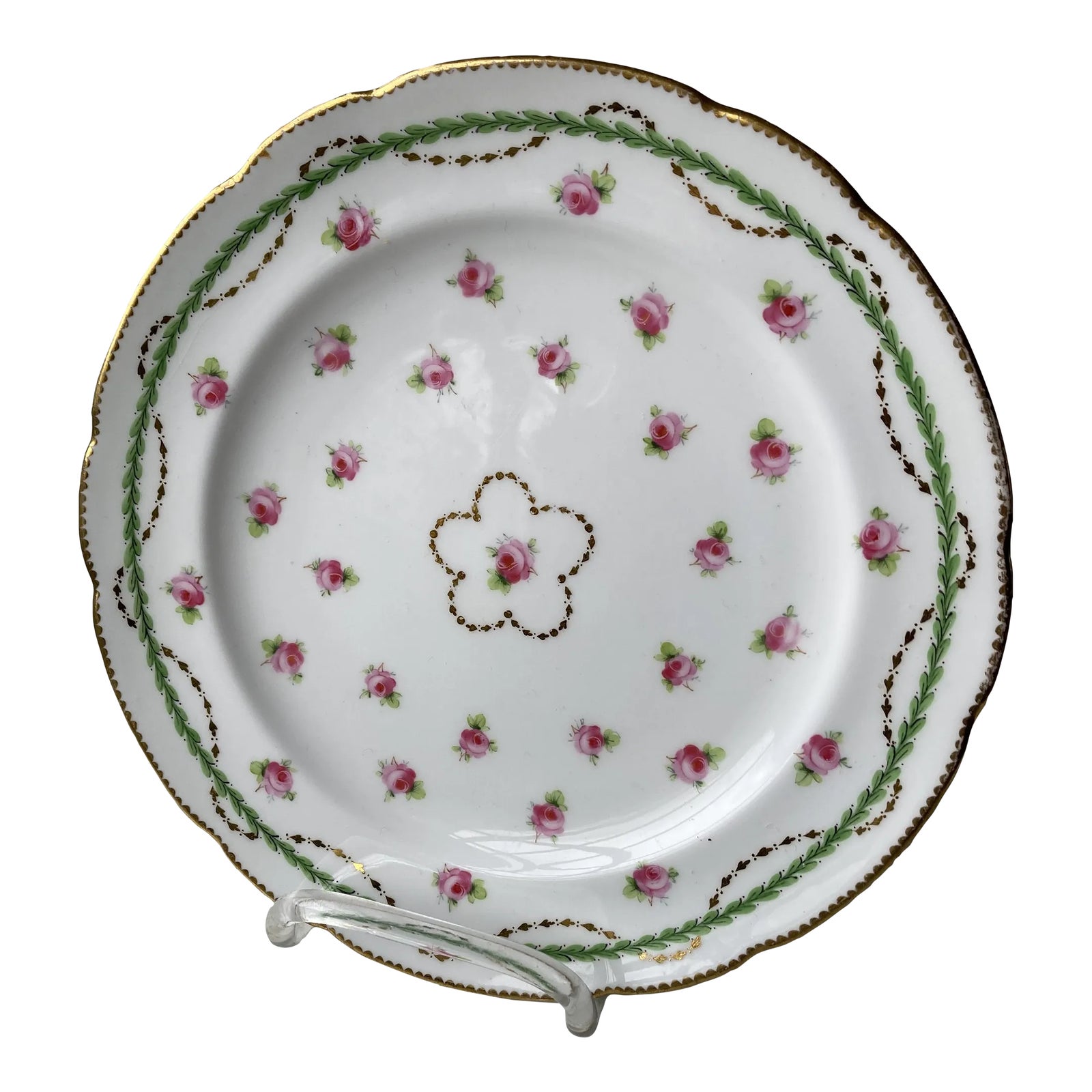 Vintage Minton Fine China "Rose" Pattern Plate | Chairish
