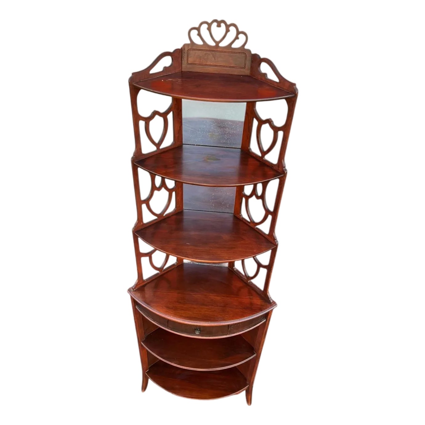 1940s Vintage Small Corner Display Cabinet in Mahogany With Pretty Cut ...