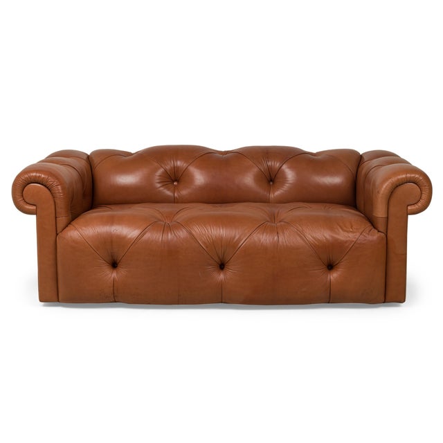 J Robert Scott American Mid-Century Tufted Brown Leather Chesterfield ...