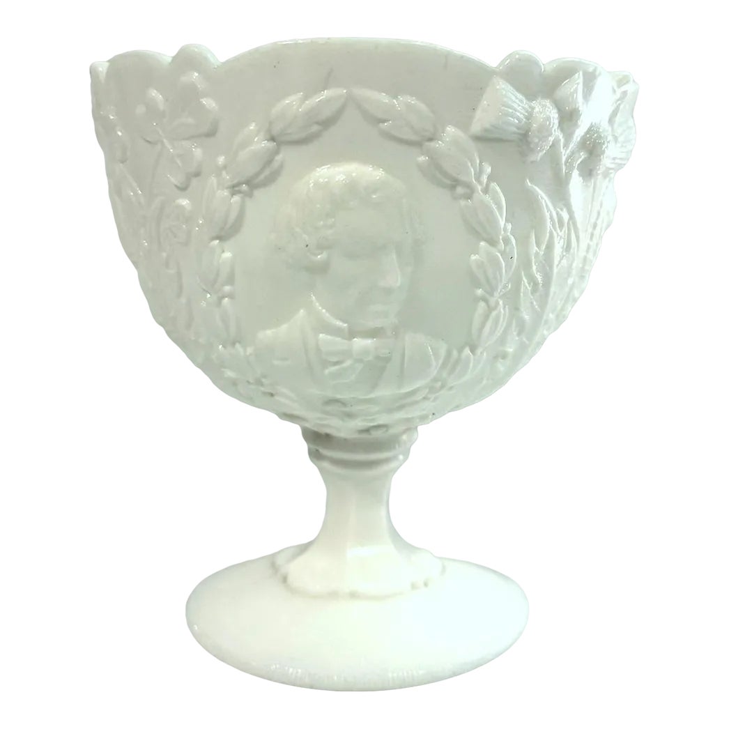 Late 19th Century Earl of Beaconsfield Milk Glass Chalice | Chairish