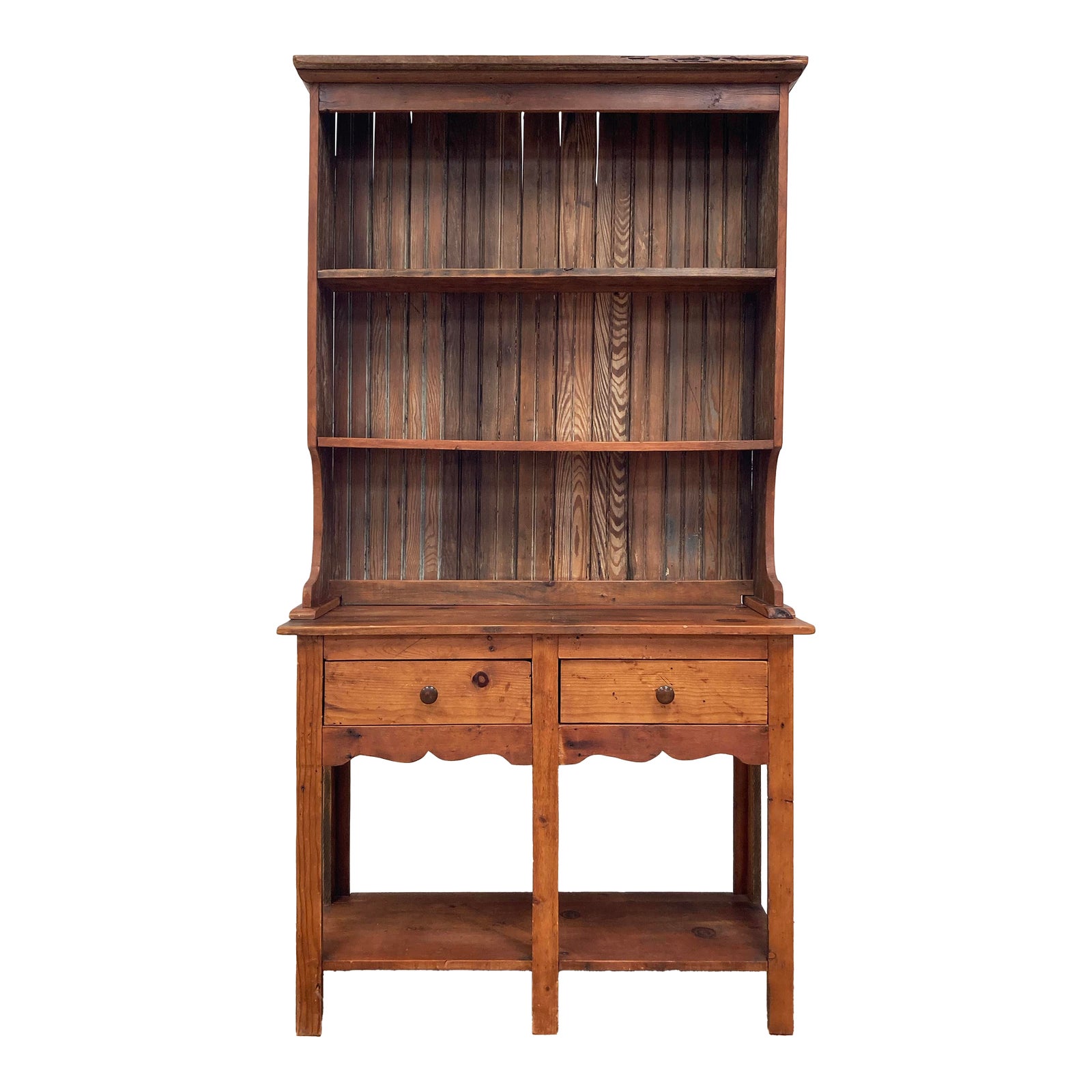 Antique Primitive Farmhouse Style Step Back Wood Hutch | Chairish