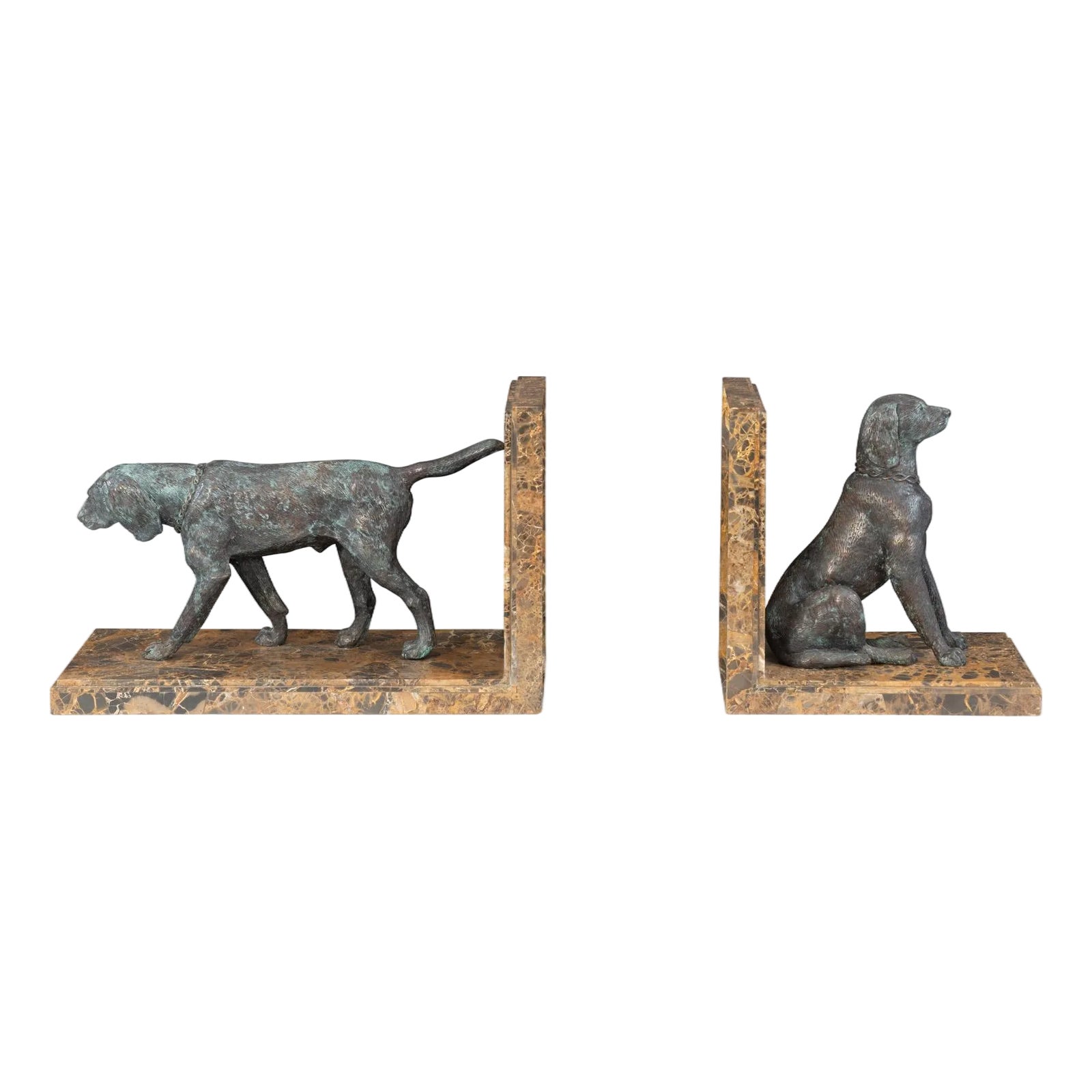 Maitland-Smith Hunting Dog Bookends | Chairish