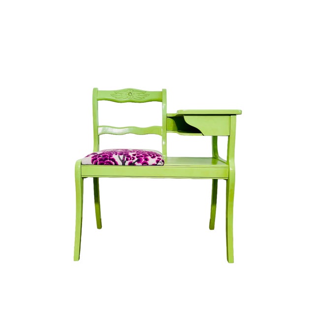 Vintage Lacquered Telephone Bench | Chairish