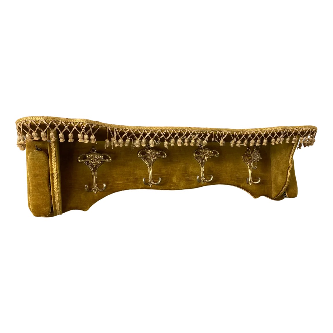 Vintage Regency Velvet and Brass Coat Rack, 1960s | Chairish