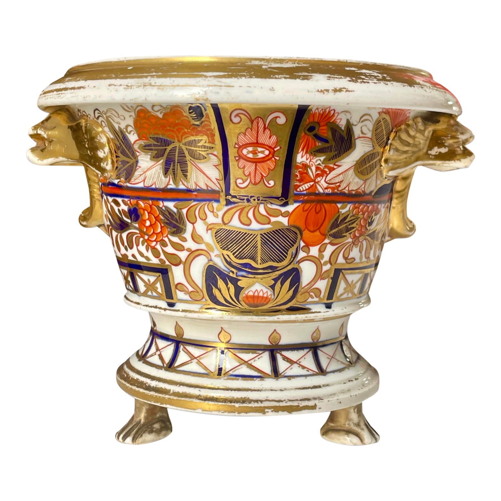 Antique English Regency Style Gilded Porcelain Cachepot / Flower Pot ...
