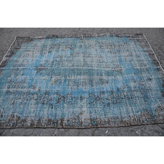 Overdyed Light Blue Rug - 5′9″ × 8′2″ | Chairish