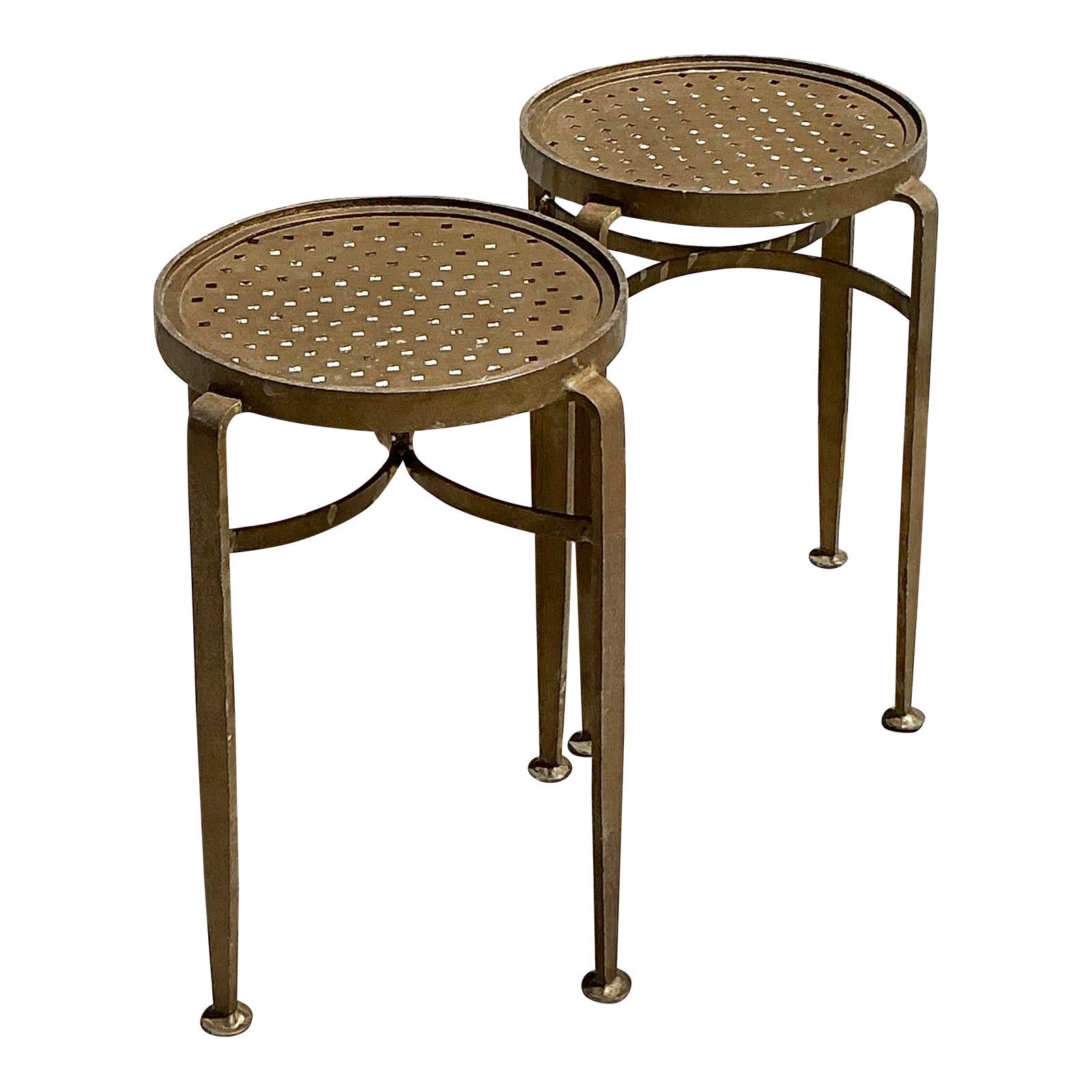 Vintage Regency Punch Cut Diamond Side Tables - A Pair | Chairish