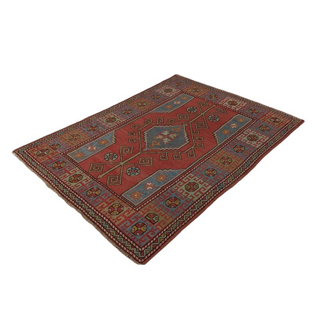 Vintage Red Turkish Area Rug 4'x6' | Chairish