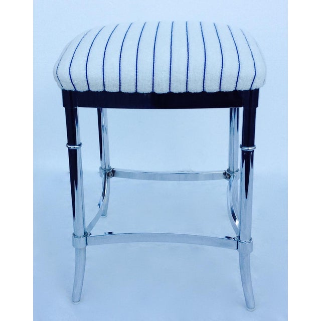 Chrome Bamboo-Style Vanity Stool | Chairish