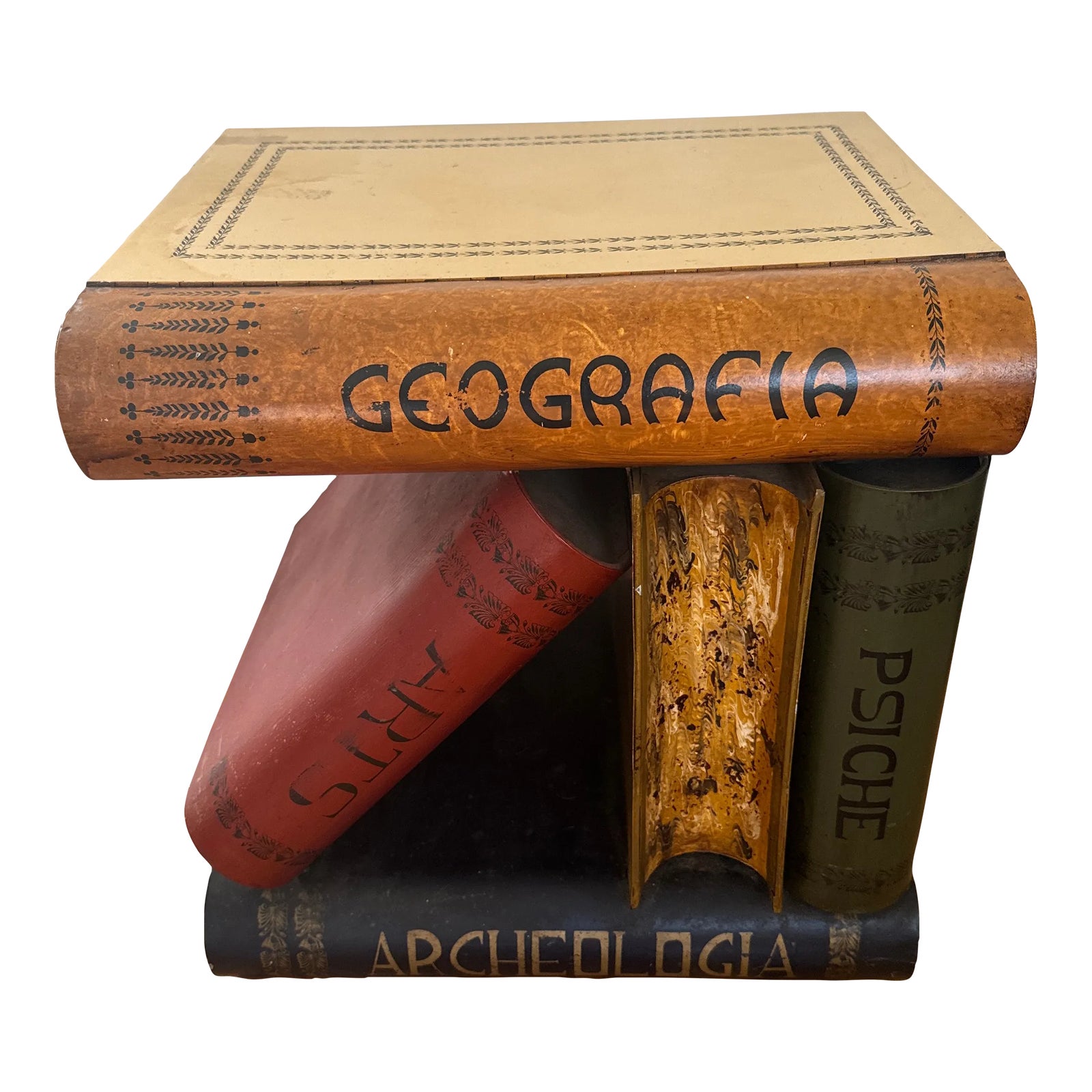 Midcentury Italian Tole Book Stack Table | Chairish