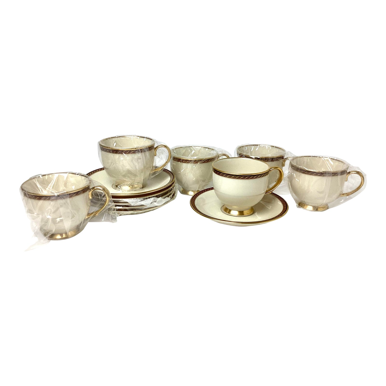 1960s Lenox Monroe China Cups and Saucers Set- 12 Pieces | Chairish