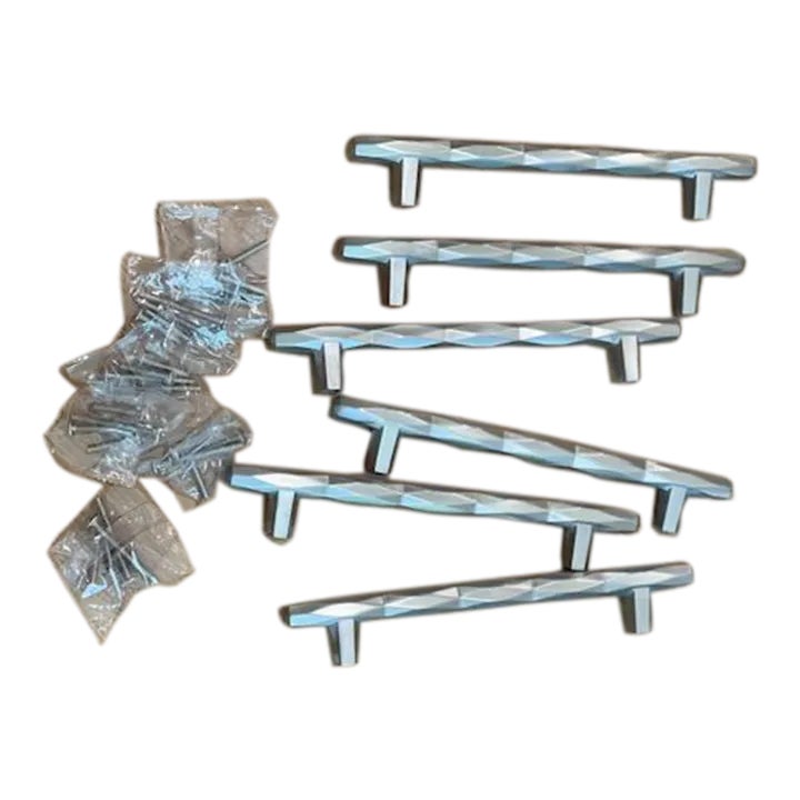 Contemporary Solid Stainless Steel Cabinet Pulls: Set of 6 | Chairish