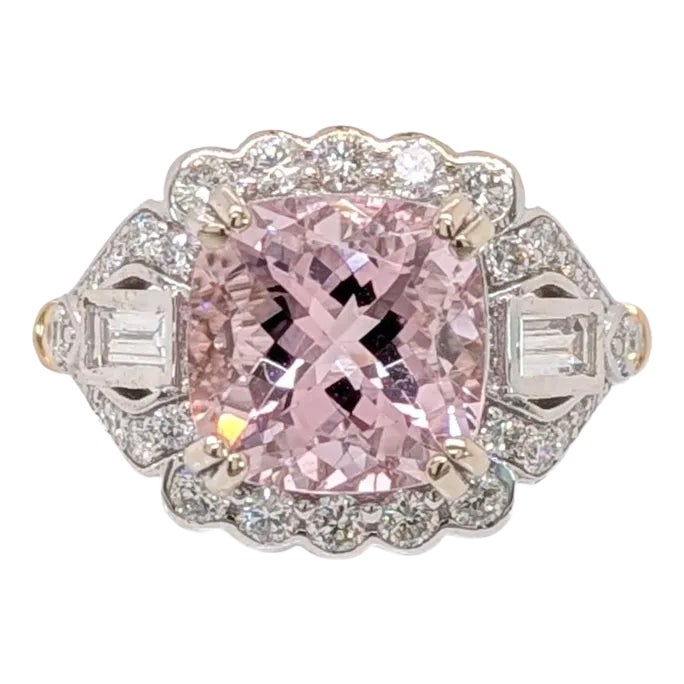 3ct Cor De Rosa Morganite Ring W Earth Mined Diamonds in 14k Gold | Cu ...