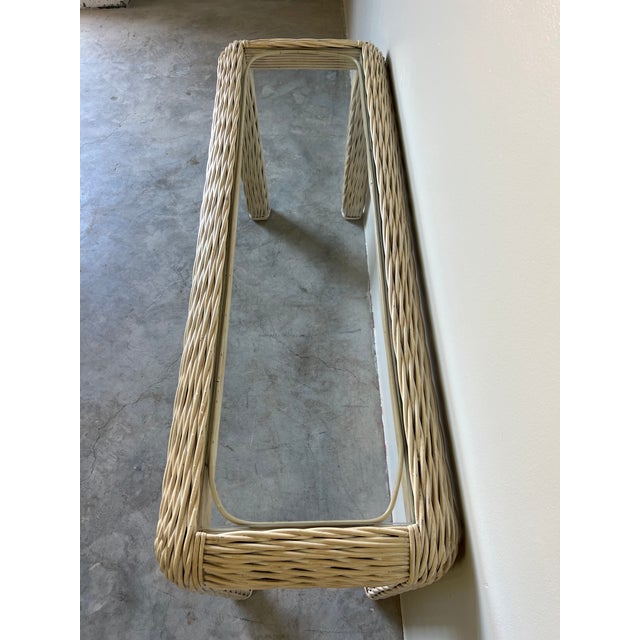 Vintage Boho Chic Woven Rattan Console Table | Chairish