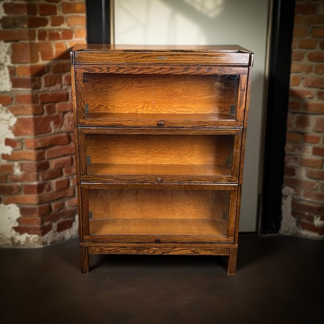 Vintage Lundstrom Oak Three Stack Barrister Bookcase C. 1930 | Chairish