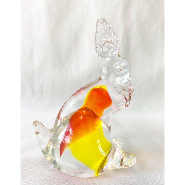 Modern Dual Toned Art Glass Rabbit Figurines - a Pair | Chairish